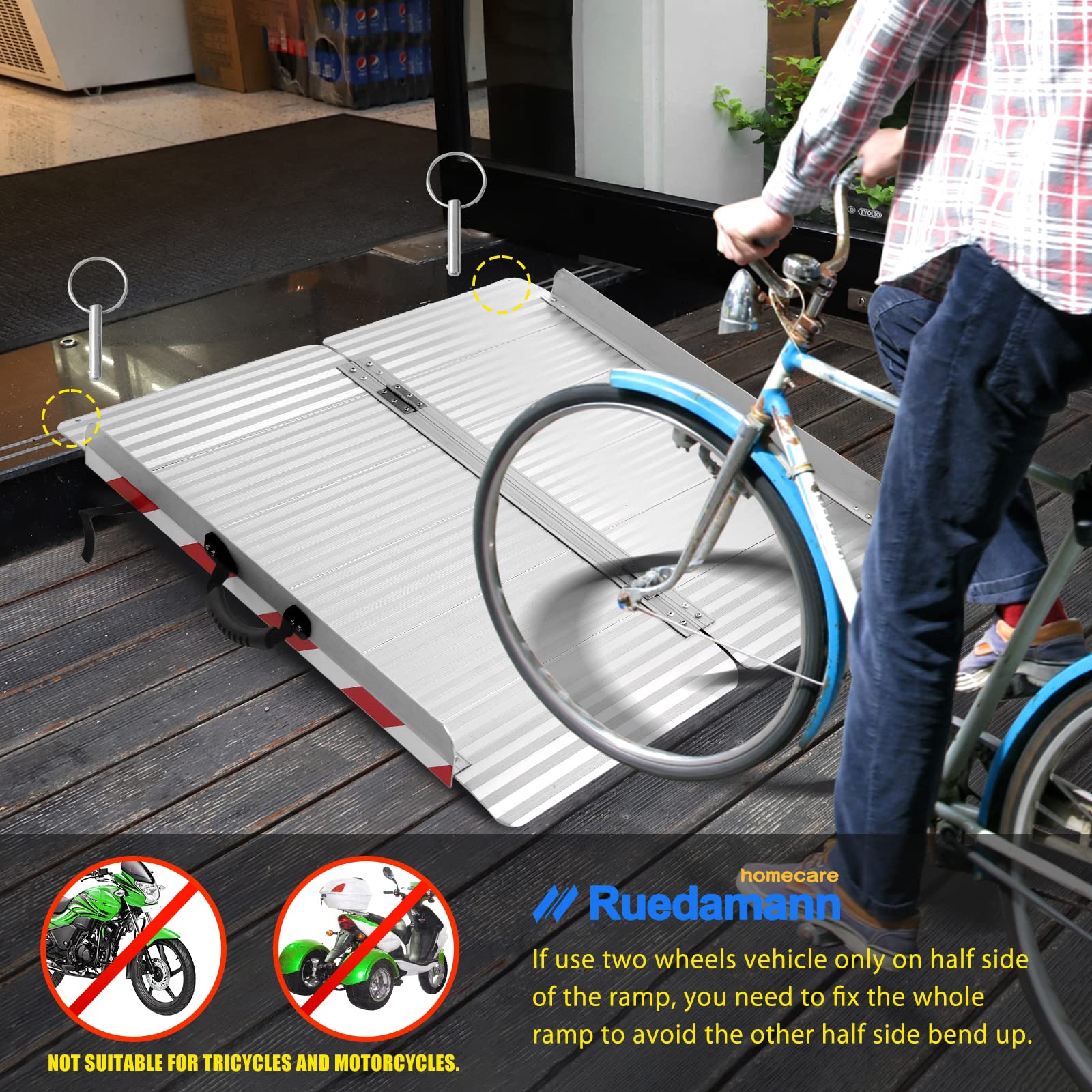 Ruedamann® Wheelchair Ramp Durable Aluminum with Anti-Slip and Foldabl ...