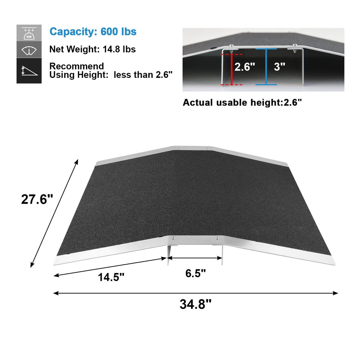 Ruedamann® Bridge Threshold Ramp with Supporting Frame Non-Slip ...