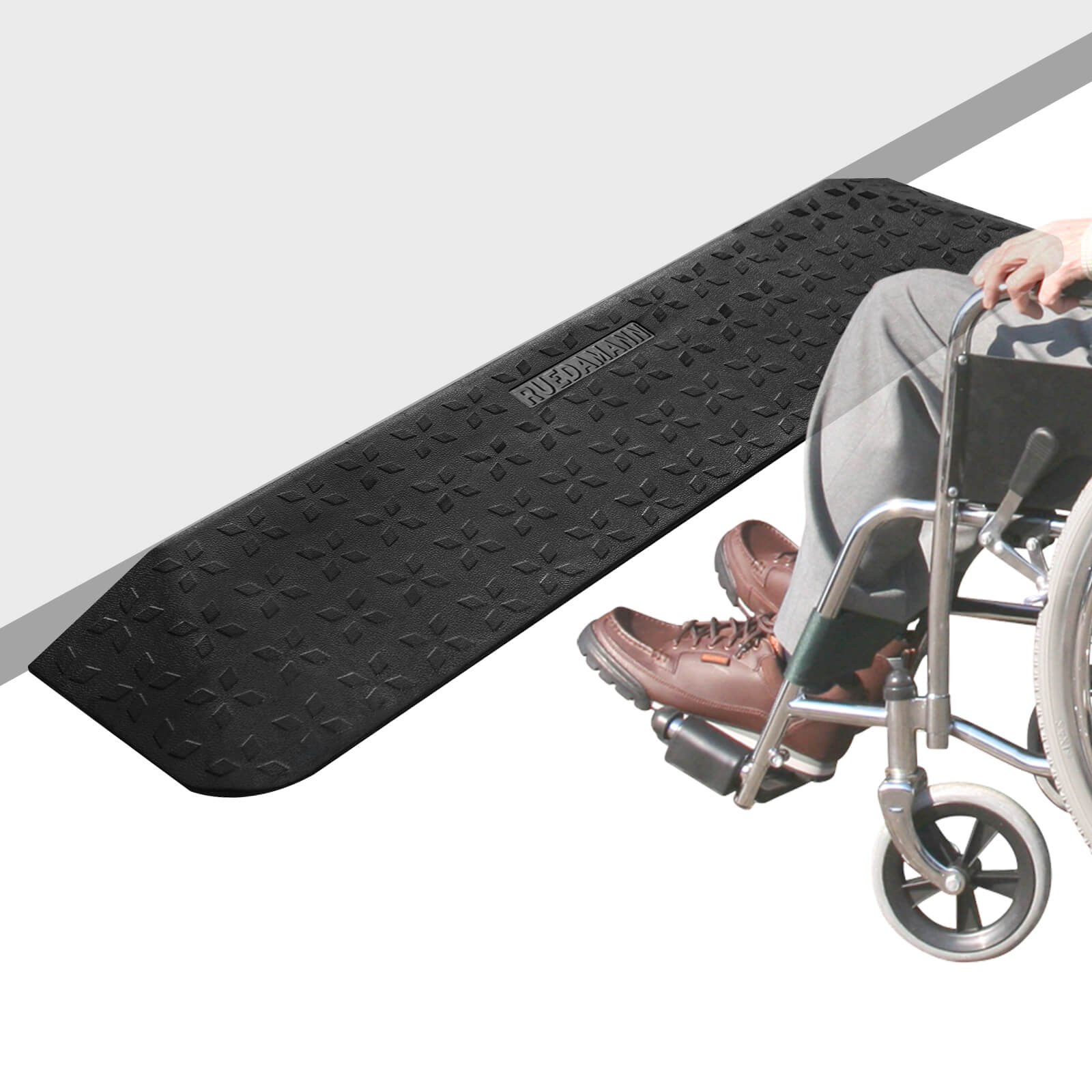 Ruedamann® Rubber Threshold Ramp, 42.9" Wide Wheelchair Ramp, 2200 Lbs ...