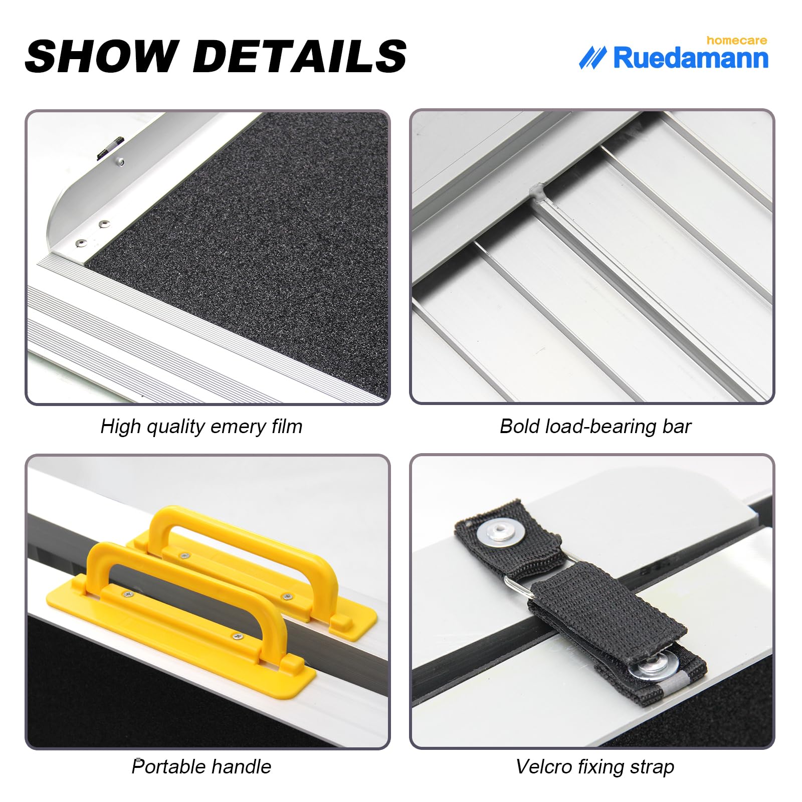 Ruedamann® Non-Skid Aluminum Folding Wheelchair Ramp Two Pieces Separa ...