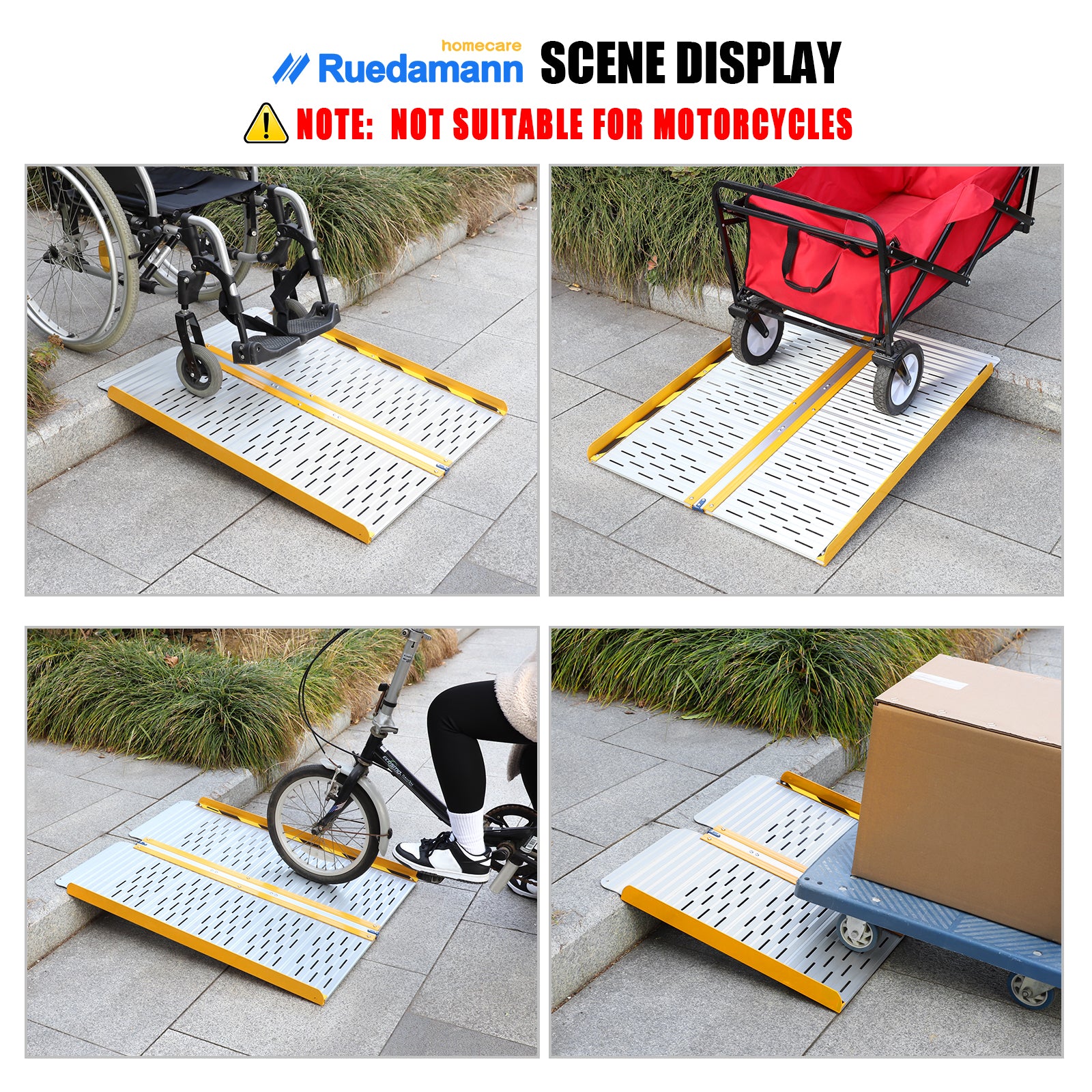 Ruedamann® Portable Aluminum Threshold Ramp Non-Skid Surface Folding ...